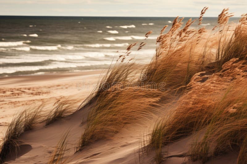 Sand Dunes on the Coast of the Northern Sea. Ai Generative Stock Photo ...
