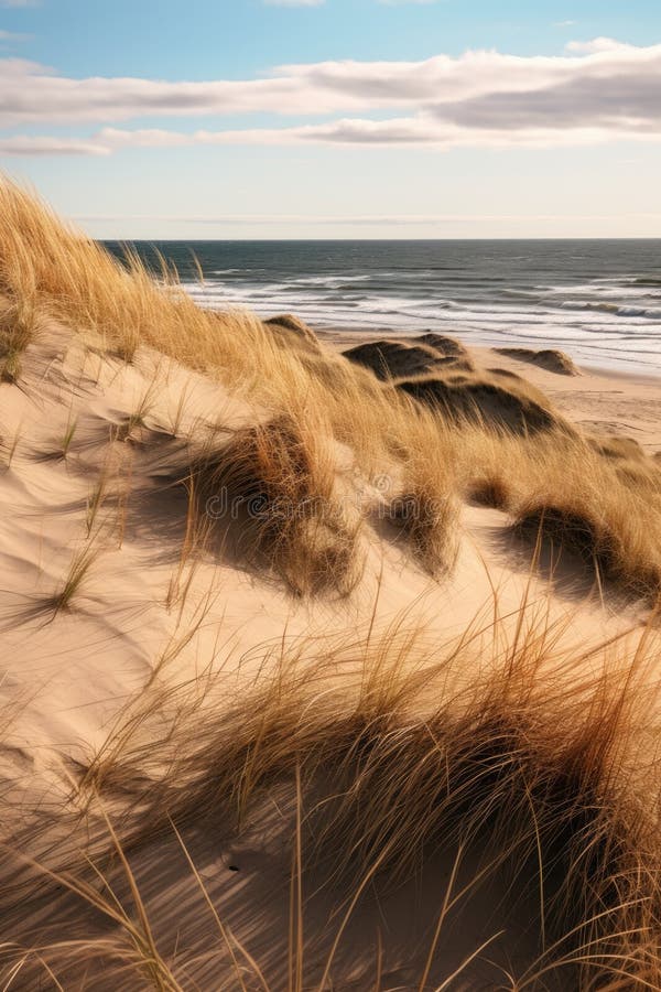 Sand Dunes on the Coast of the Northern Sea. Ai Generative Stock Photo ...