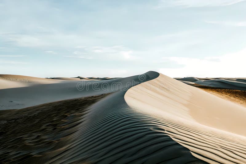 Sand Dunes Creating a Wavy Landscape in the Desert Under a Clear Sky ...