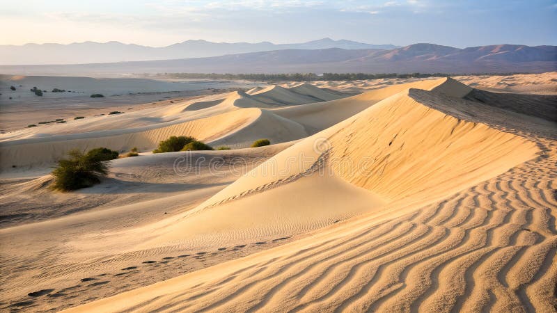 The Sand Dunes in the Desert are Empty and There are Footprints Stock ...