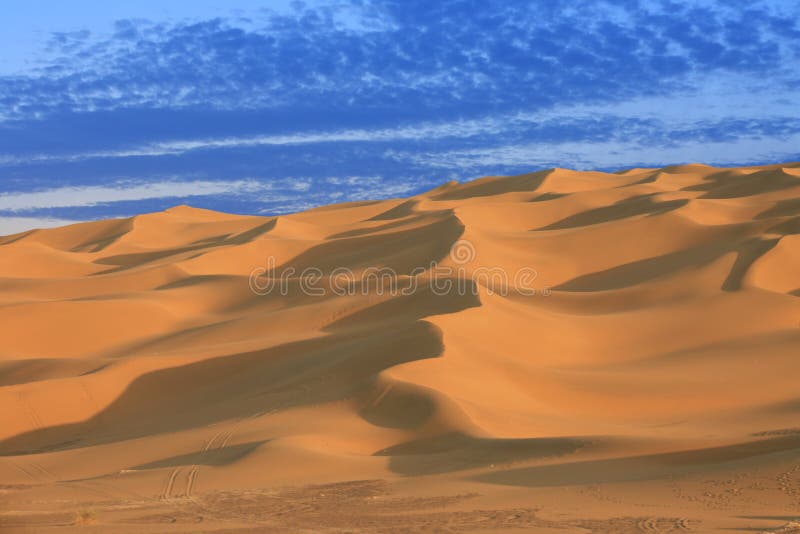 Sand Dunes of Desert in Xinjiang, in the Blue Hour Stock Photo - Image ...