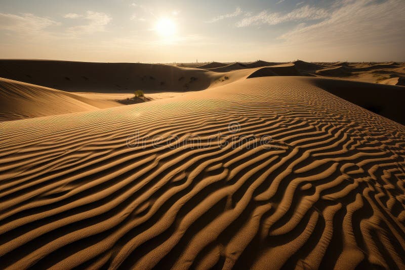 Sand Dunes with Geometric Patterns of Shadows and Light Stock ...