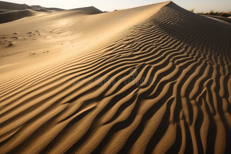 Sand Dunes with Geometric Patterns of Shadows and Light Stock ...