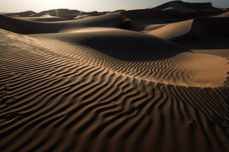 Sand Dunes with Geometric Patterns of Shadows and Light Stock ...