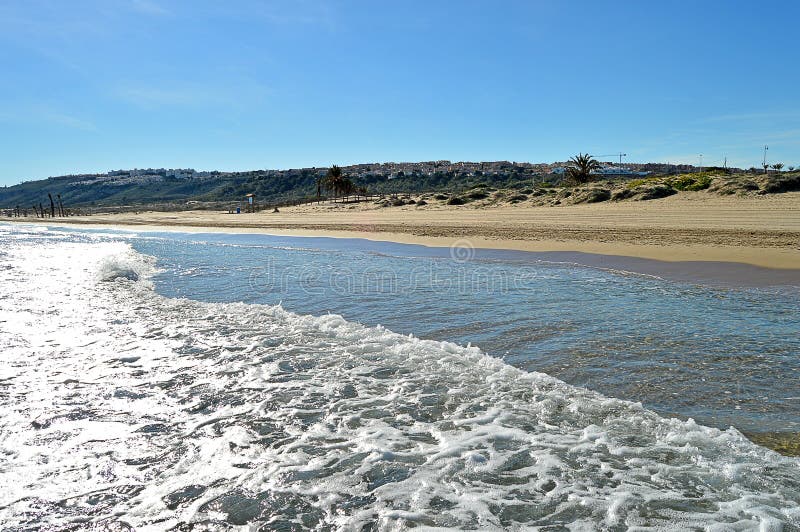 The Sand Dunes in Gran Alacant Spain - Desert Island Paradise Stock ...