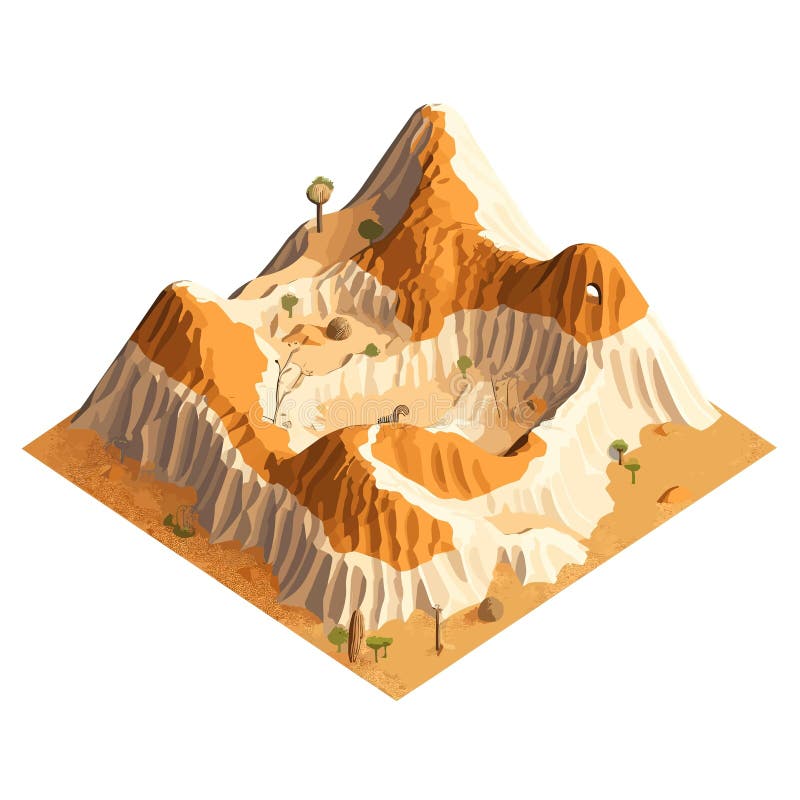 Sand Dunes Isometric Vector Flat Minimalistic Isolated Illustration ...