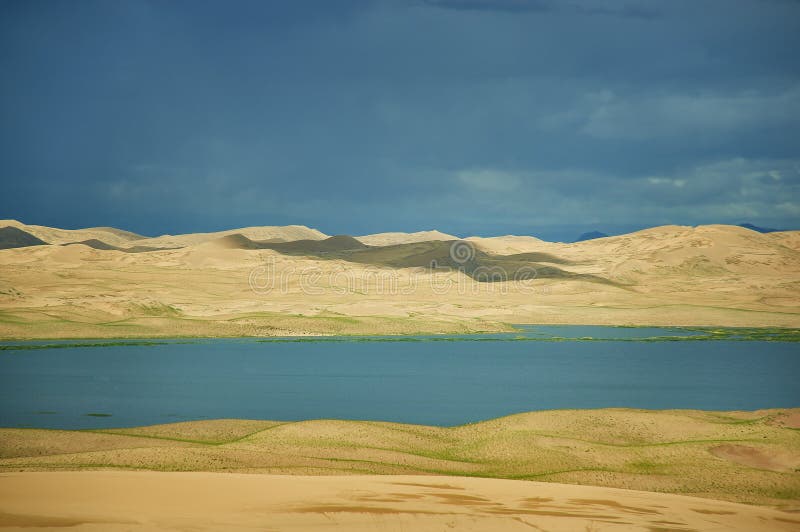 Sand Dunes of Lake Durgen Nuur Stock Image - Image of mongol, sandy ...
