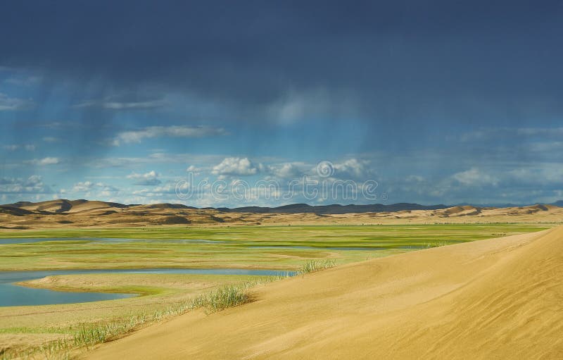 Sand Dunes of Lake Durgen Nuur Stock Image - Image of duut, landmark ...