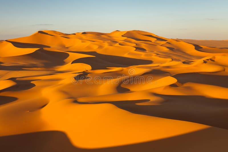 Desert Panorama - Sand Dunes - Sahara, Libya Stock Image - Image of ...