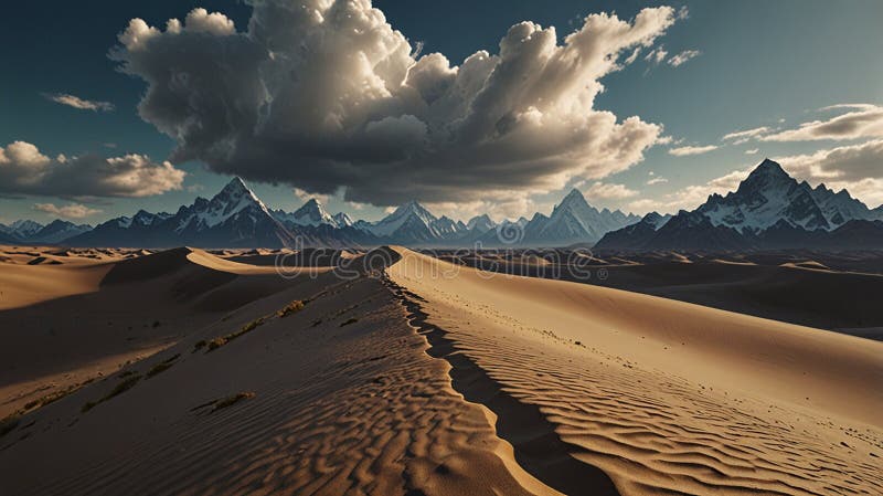 Sand Dunes Natural Scenery Image Stock Illustration - Illustration of ...