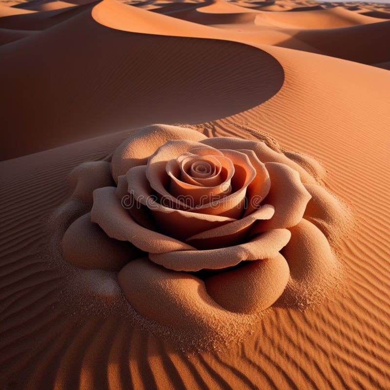 A Rose Formed with Desert Sand Stock Illustration - Illustration of ...