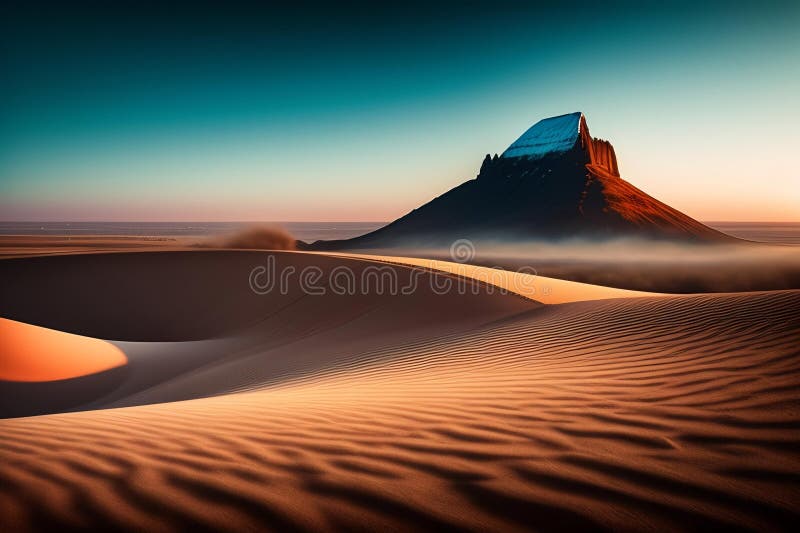 Sand Dunes in the Sahara Desert at Sunset. Ai Generated Stock ...