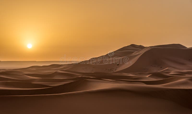 Sand Dunes of Sahara in the Morning Light ,Morocco Stock Image - Image ...