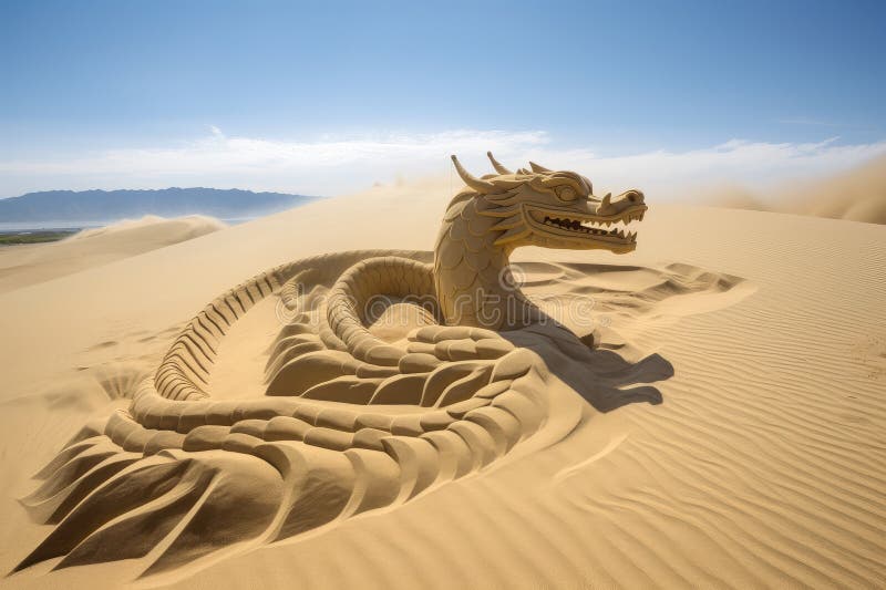 Sand Dunes in the Shape of a Dragon, with Its Tail and Head Visible ...