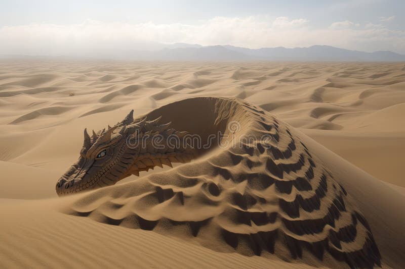 Sand Dunes in the Shape of a Dragon, with Its Tail and Head Visible ...