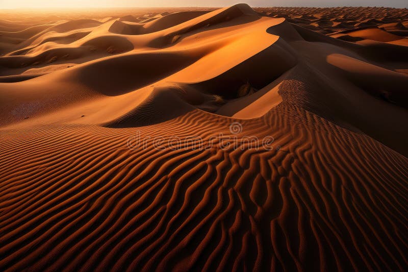 Sand Dunes in the Shapes of Waves, with the Sunlight Glistening on ...