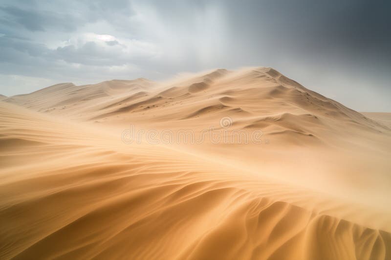Sand Dunes Shifting Shape in a Desert Storms Wind Stock Photo - Image ...