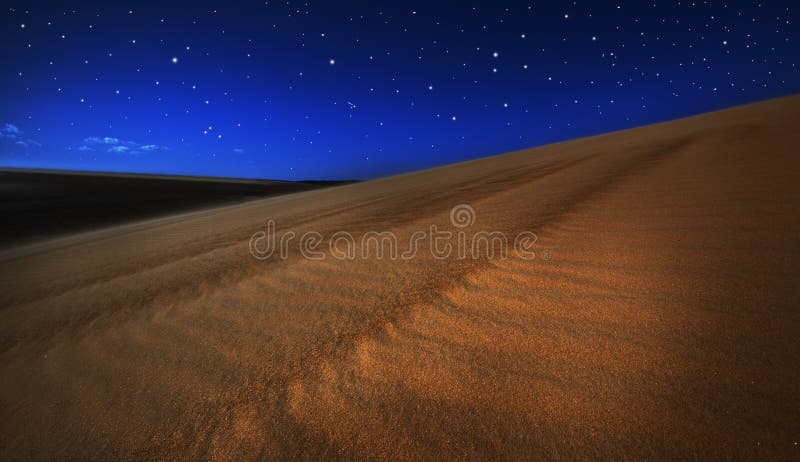 Sand Dunes Under Full Moon Light and Stars Stock Image - Image of earth ...