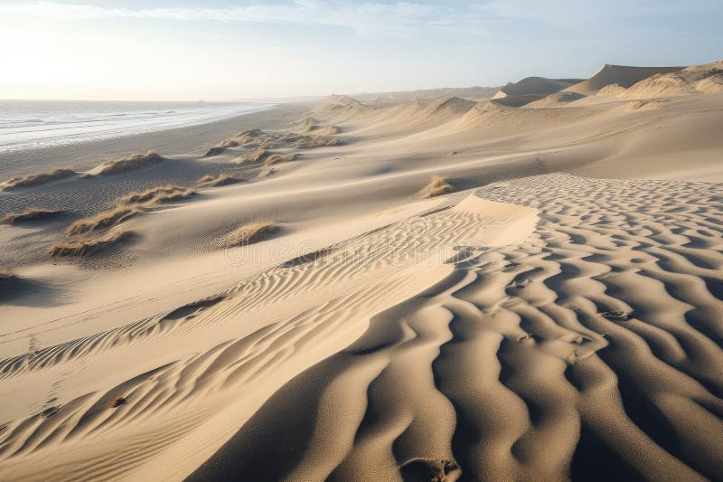 Sand Dunes with Waves of Rolling Peaks, Created by the Wind Stock ...