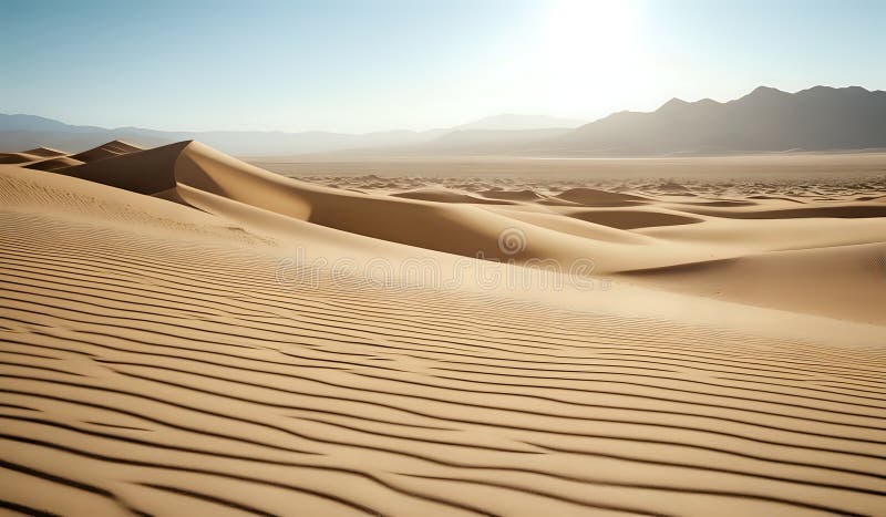 Sand Dunes with Wavy Pattern. Desert Landscape Stock Illustration ...