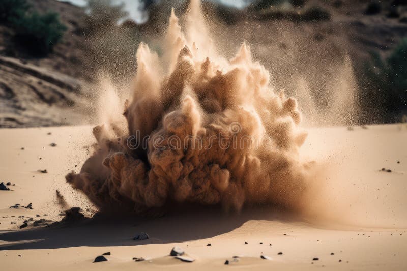 Sand Explosion in Close-up, Showing the Moment of Detonation Stock ...