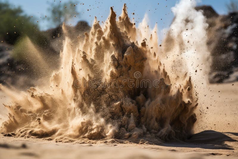 Sand Explosion in Close-up, Showing the Moment of Detonation Stock ...