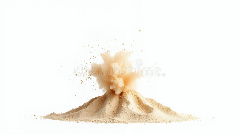 Sand Explosion Creates Dramatic Dust Cloud in Bright White Background ...