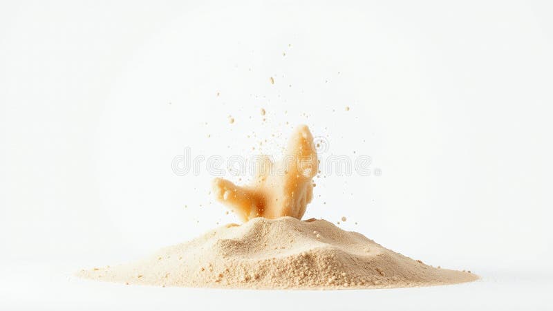 Sand Explosion Creates Dramatic Dust Cloud in Bright White Background ...