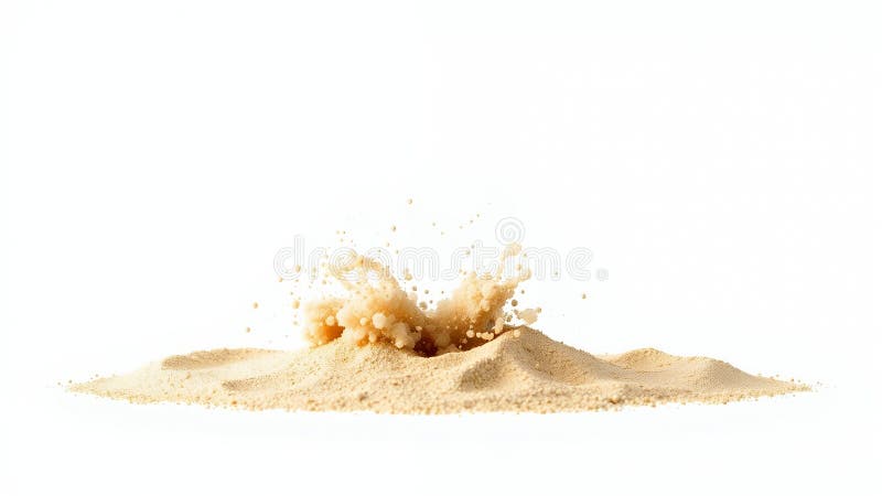 Sand Explosion Creates Dramatic Dust Cloud in Bright White Background ...