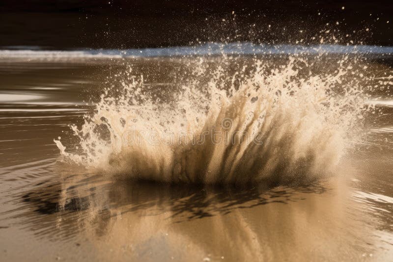 Sand Explosion Creating Ripple Effect on Water Surface Stock ...