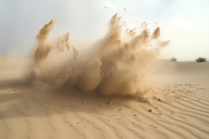 Sand Explosion, with Debris Flying through the Air and Raining Down on ...