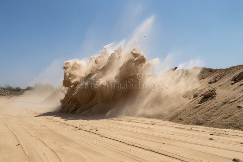Sand Explosion, with Debris and Sand Flying in All Directions, during ...