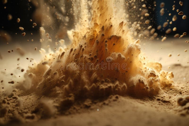 Sand Explosion in Extreme Close-up, with Individual Particles Visible ...