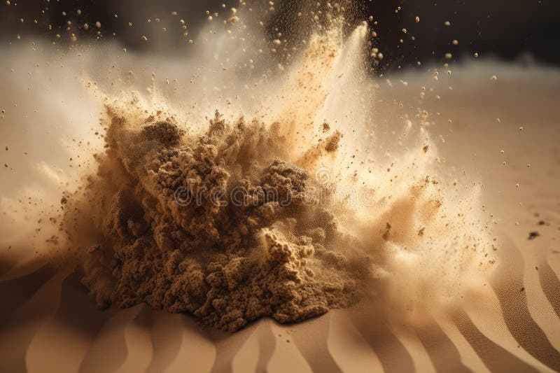 Sand Explosion in Extreme Close-up, with Individual Particles Visible ...