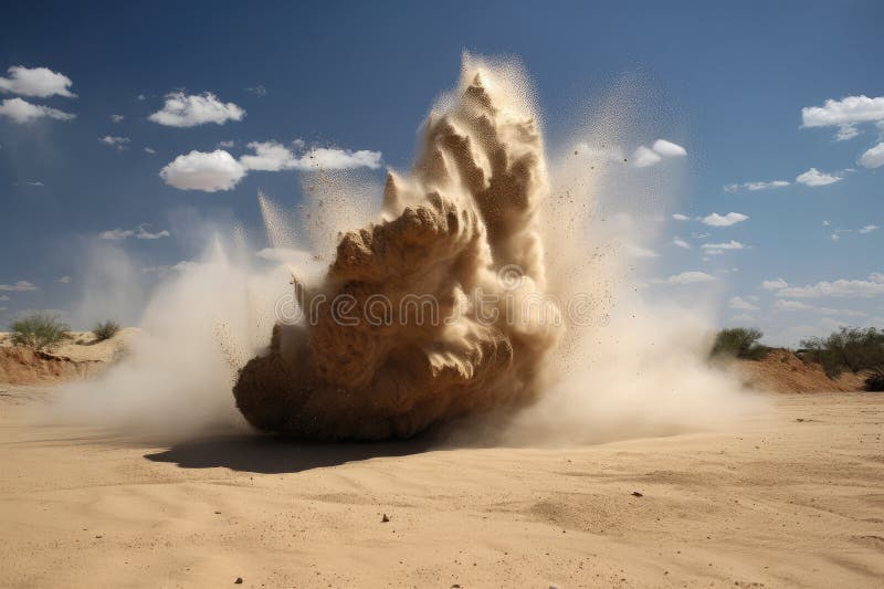 Sand Explosion, with Jet of Sand Being Propelled into the Air from ...