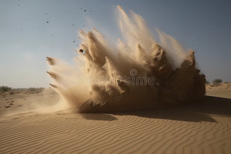 Sand Explosion in Slow Motion, Showing the Dramatic Rise of Dust and ...