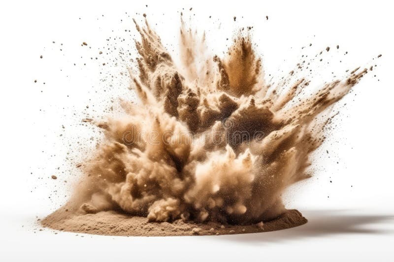 Sand Explosion on White Background. Generative AI Stock Illustration ...