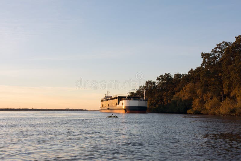 Sand Extractor Ship Sailing on the Parana River Stock Image - Image of ...