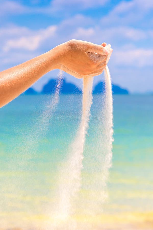 Sand Falling through Woman Hands Stock Image - Image of concept, hawaii ...
