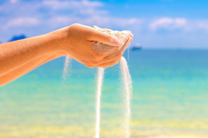 Sand Falling through Woman Hands Stock Photo - Image of dominican, girl ...