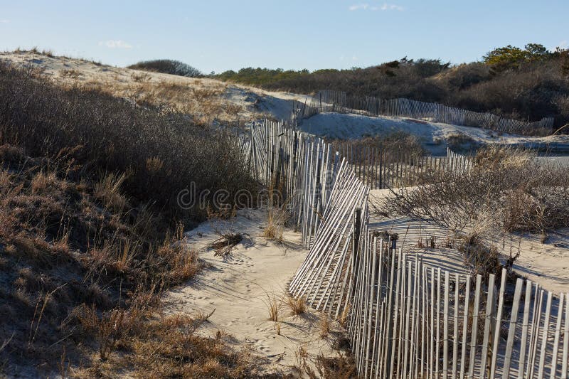 Sand Fence Protecting Dunes from People Stock Image - Image of fence ...