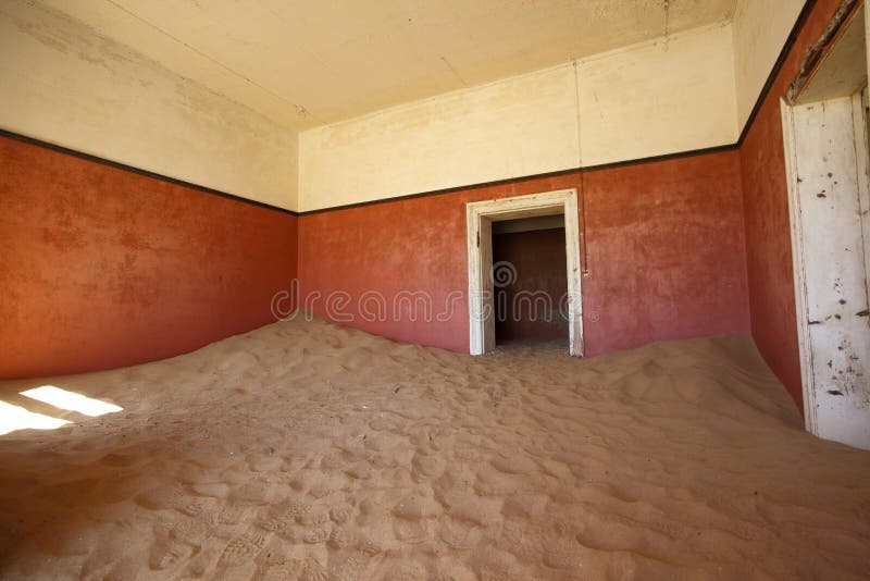 Sand Filled Room at Kolmanskop Stock Photo - Image of national ...