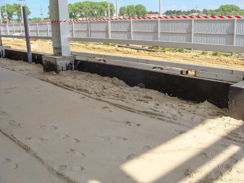 Sand Fills a Construction Site, Creating a Textured Foreground ...
