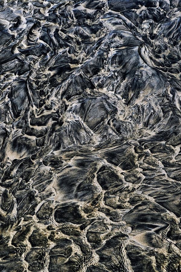 Wet Sand and Water Strange, Dark, Abstract Patterns Stock Image - Image ...