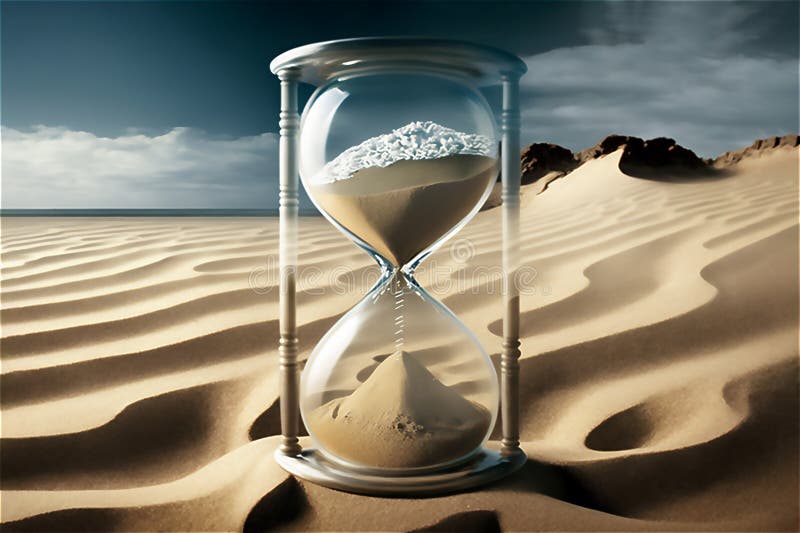 Sand Flowing As Time Running through Hourglass Clock, As a Countdown ...