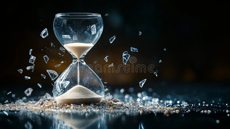 Sand Flows through Broken Hourglass Symbolizing the Passage of Time ...