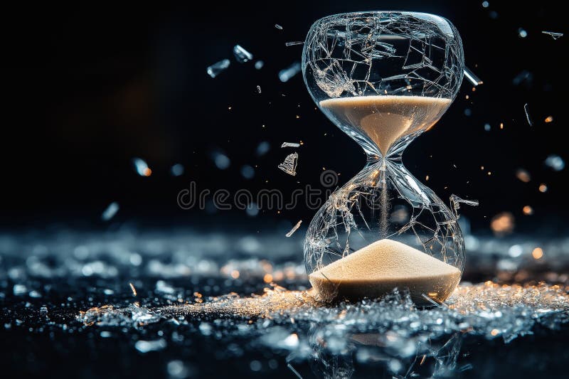 Sand Flows through Broken Hourglass Symbolizing the Passage of Time ...
