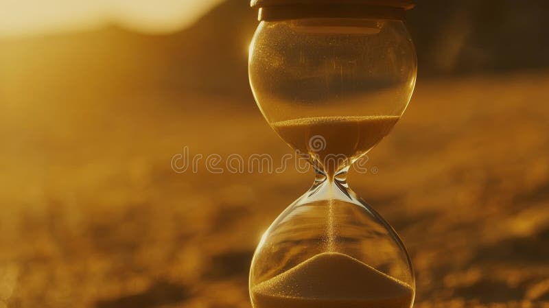 Focus on Time Management with Sand Flowing in an Hourglass at Sunset ...