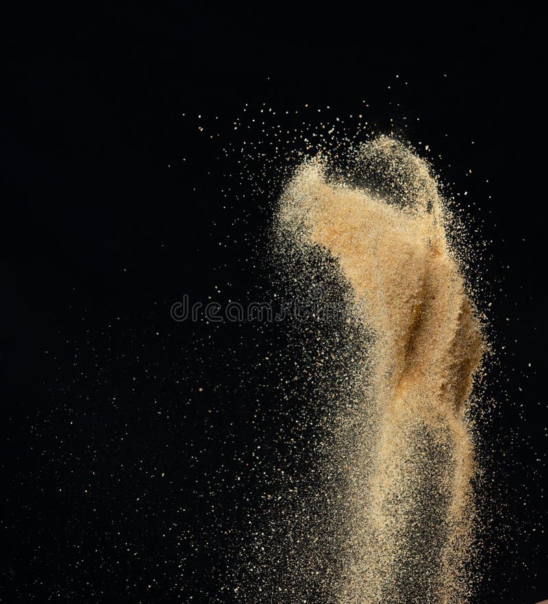 Sand Flying Explosion, Golden Sand Wave Explode. Abstract Sands Cloud ...