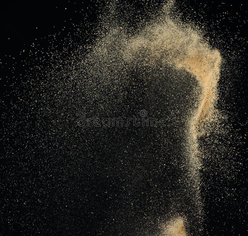 Sand Flying Explosion, Golden Sand Wave Explode. Abstract Sands Cloud ...